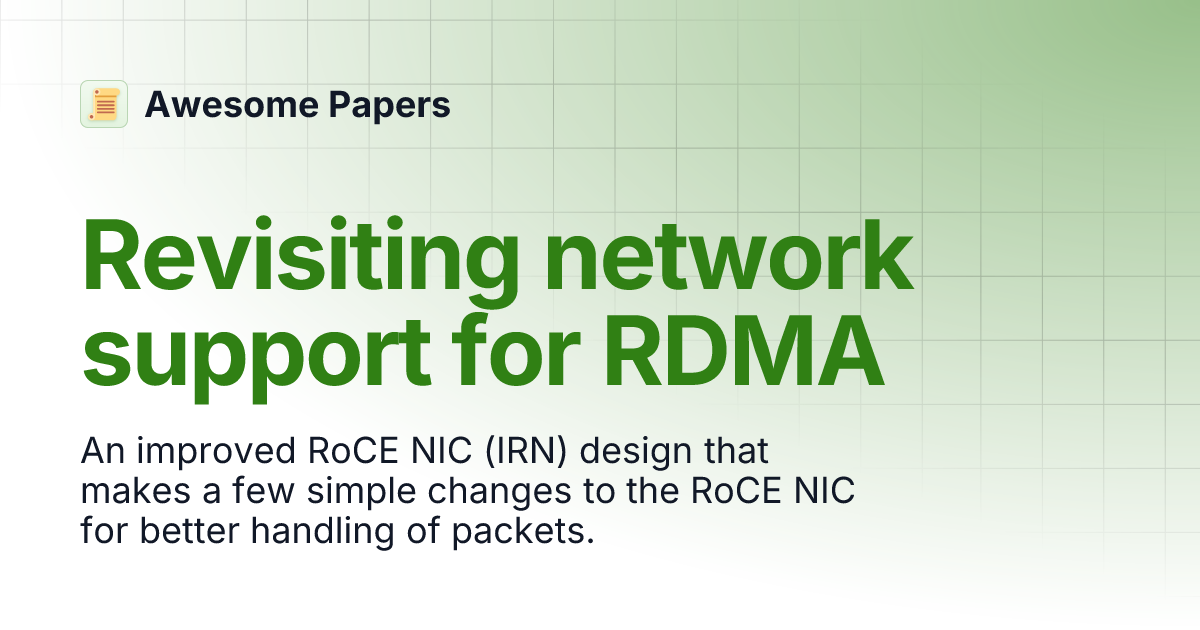 Revisiting network support for RDMA | Awesome Papers